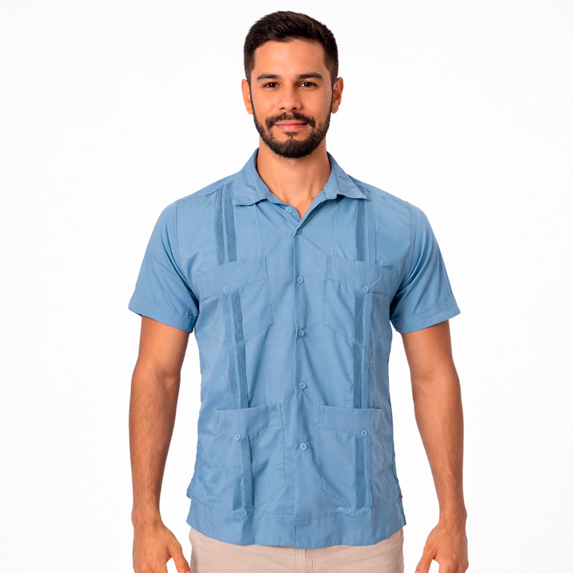 Guayabera Cubana 4 bolsas Hombre color Acero